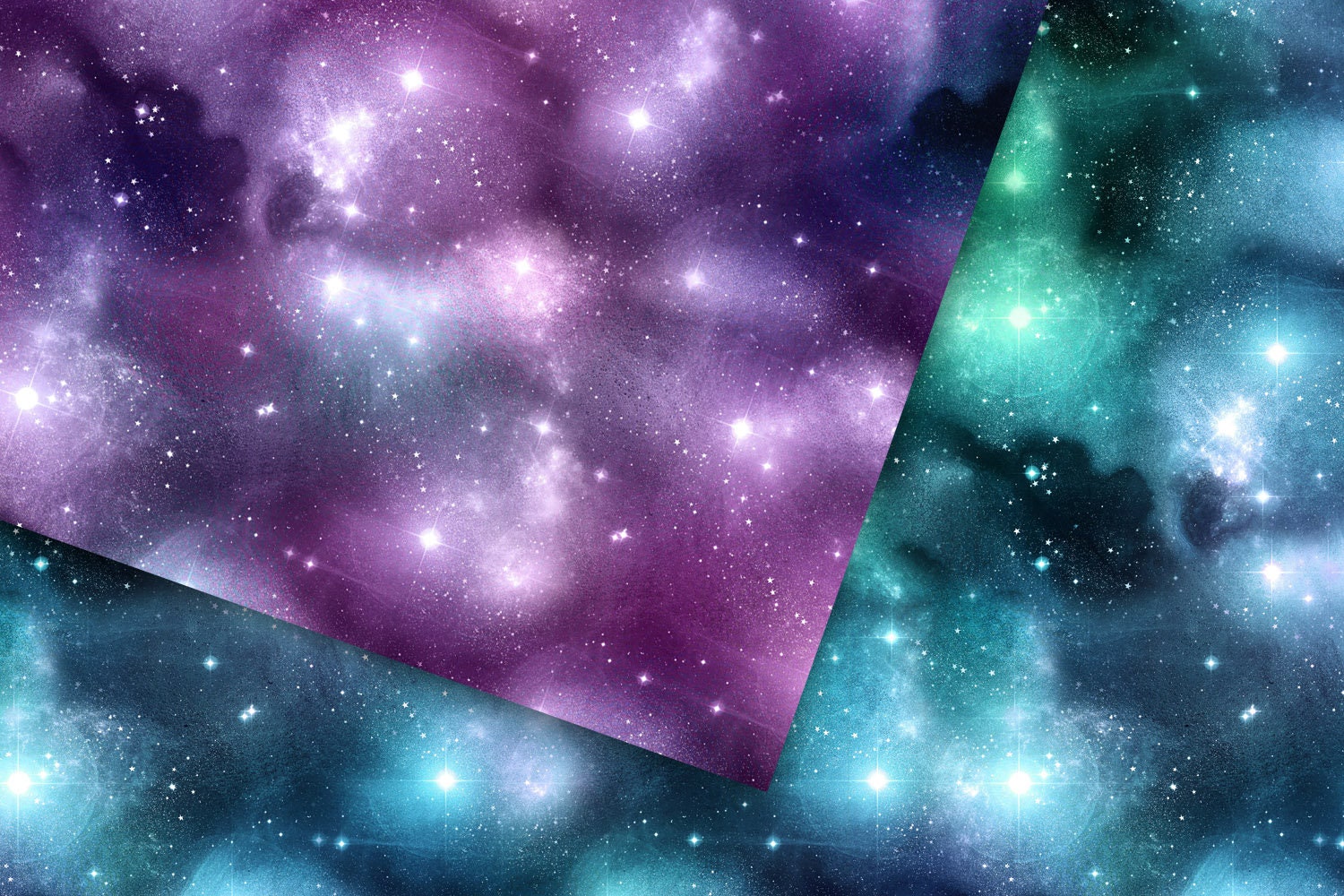 Watercolor Galaxy Digital Paper, Seamless Star Patterns (digital ...