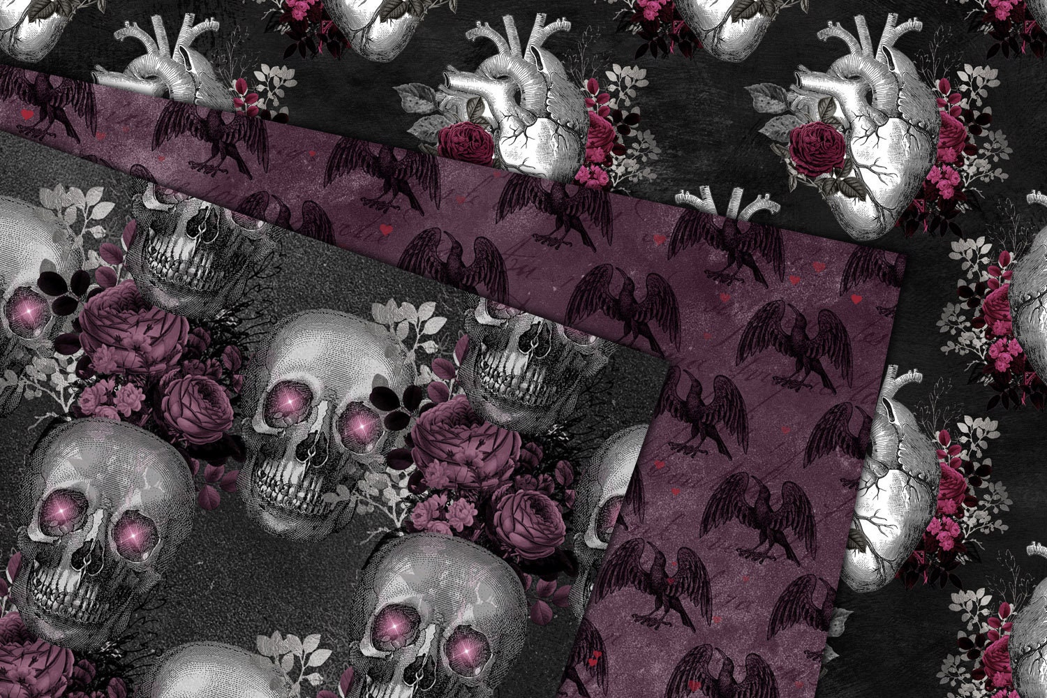 Vampire Heart Digital Paper Halloween Seamless Backgrounds - Etsy