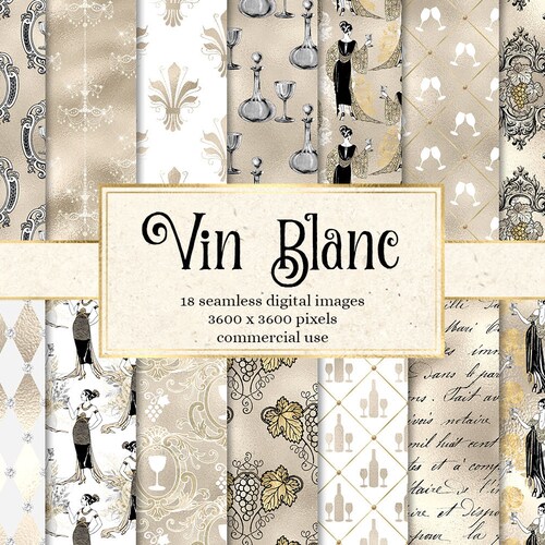 Vin Rosé Digital Paper Seamless Pink Wine French Pattern - Etsy
