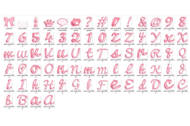 Pink Foil Balloon Script Alphabet Clip Art Digital Instant - Etsy