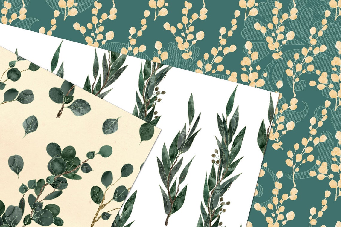 Eucalyptus Digital Paper Seamless Eucalyptus Patterns for - Etsy