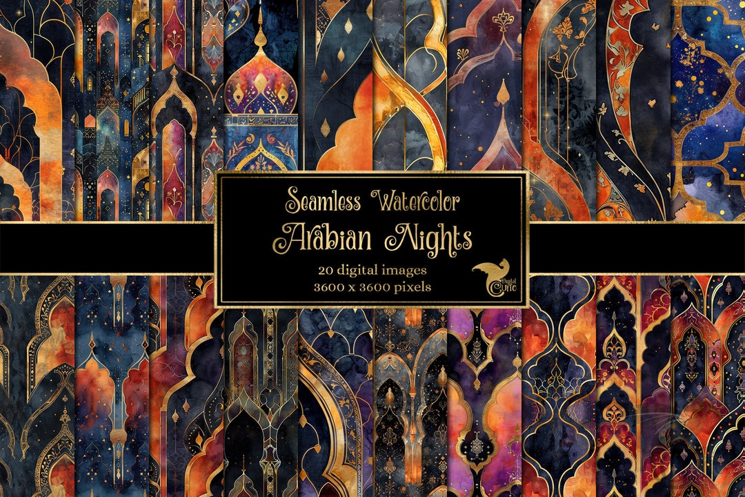 Watercolor Arabian Nights Digital Paper - Seamless Printable Digital ...