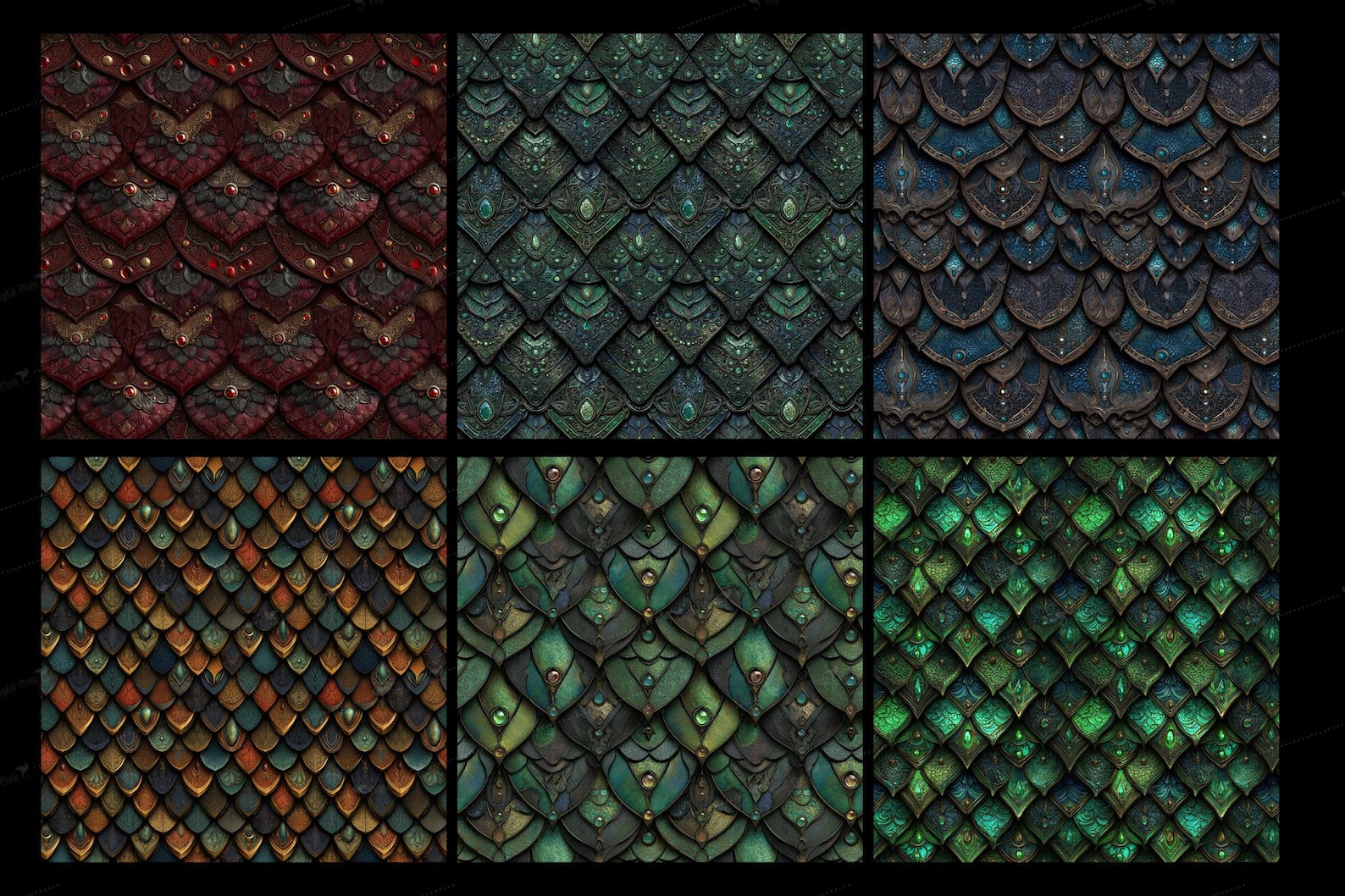 Dragon Armor Digital Paper, Seamless Serpent Scale Patterns (digital ...
