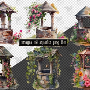 Watercolor Spring Wells Clipart - Springtime Cute Little Wishing Well ...