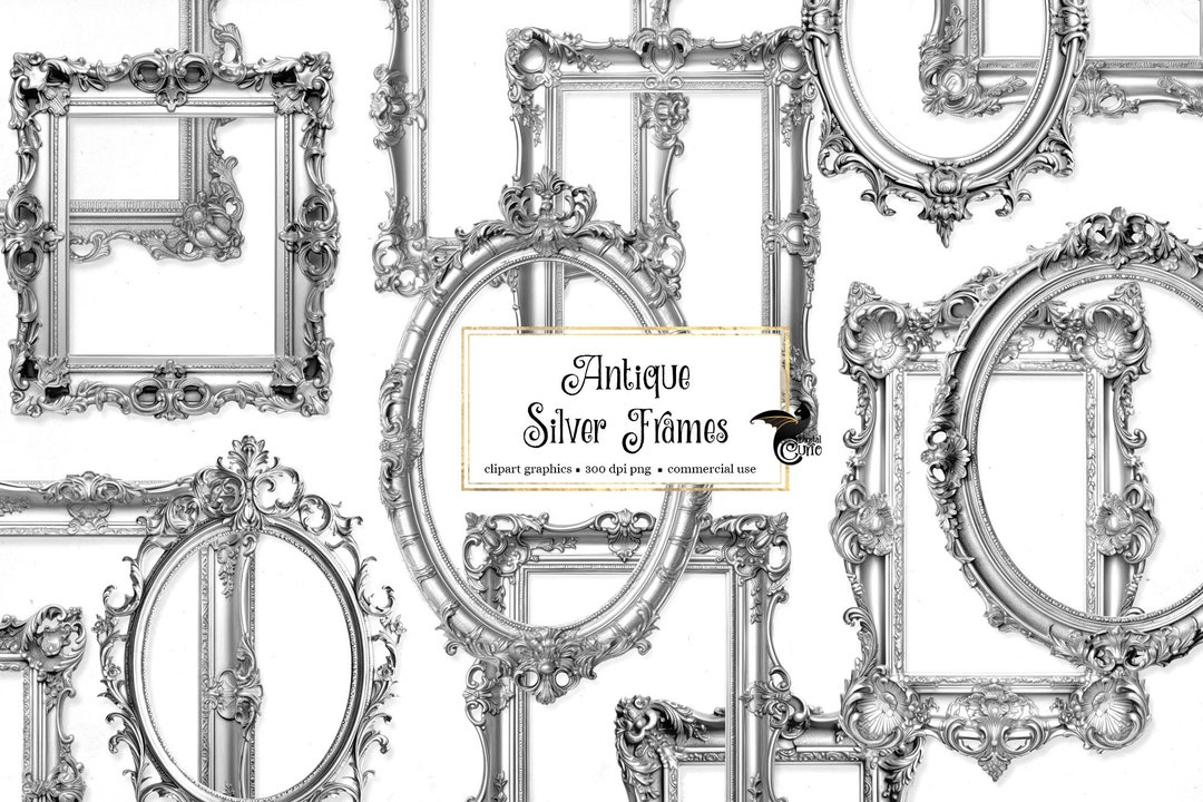 Antique Silver Frames Clipart - Rococo and Baroque Vintage Clip Art ...