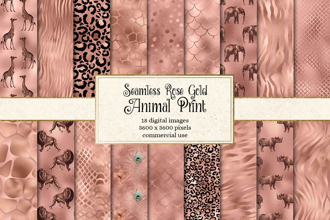 Rose Gold Animal Skins Digital Paper - Seamless African Animal Print ...