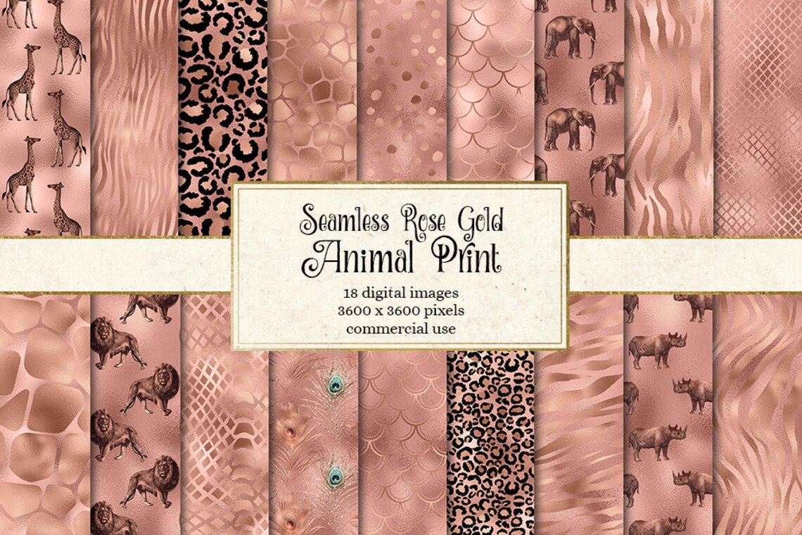 Rose Gold Animal Skins Digital Paper Seamless African Animal - Etsy
