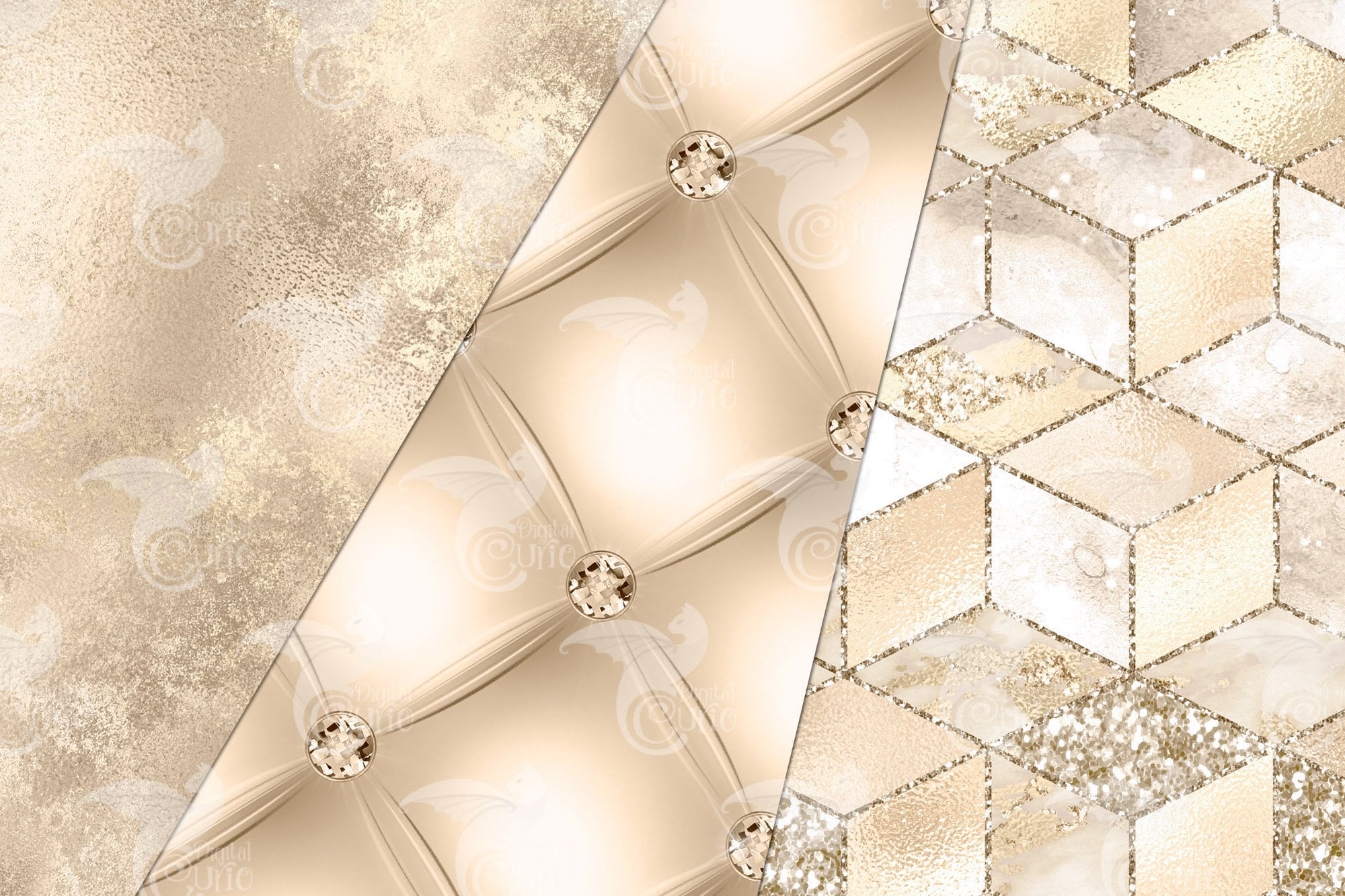 Champagne Glitter Textures – Seamless Metallic Digital Paper (digital ...