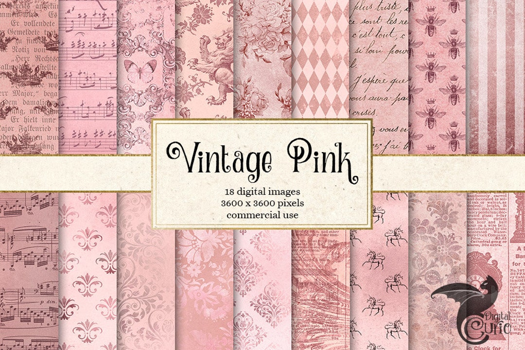 Vintage Pink Digital Paper, Rustic Pink Textures and Antique Distressed ...