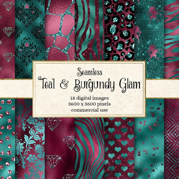 Red and Teal Digital Paper - Etsy