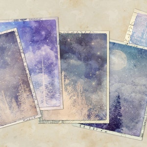 Shabby Winter Journal Digital Paper Pack, Scrapbook Paper, Junk Journal ...