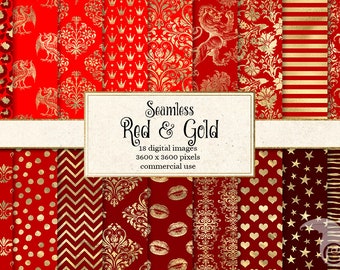 Red and Gold Paper | Etsy