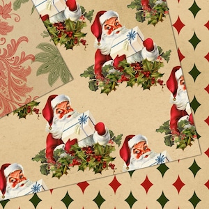 Antique Christmas Digital Paper - Vintage Christmas Patterns on ...