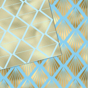 Blue and Gold Art Deco Digital Paper, Seamless Deco Patterns With Gold ...