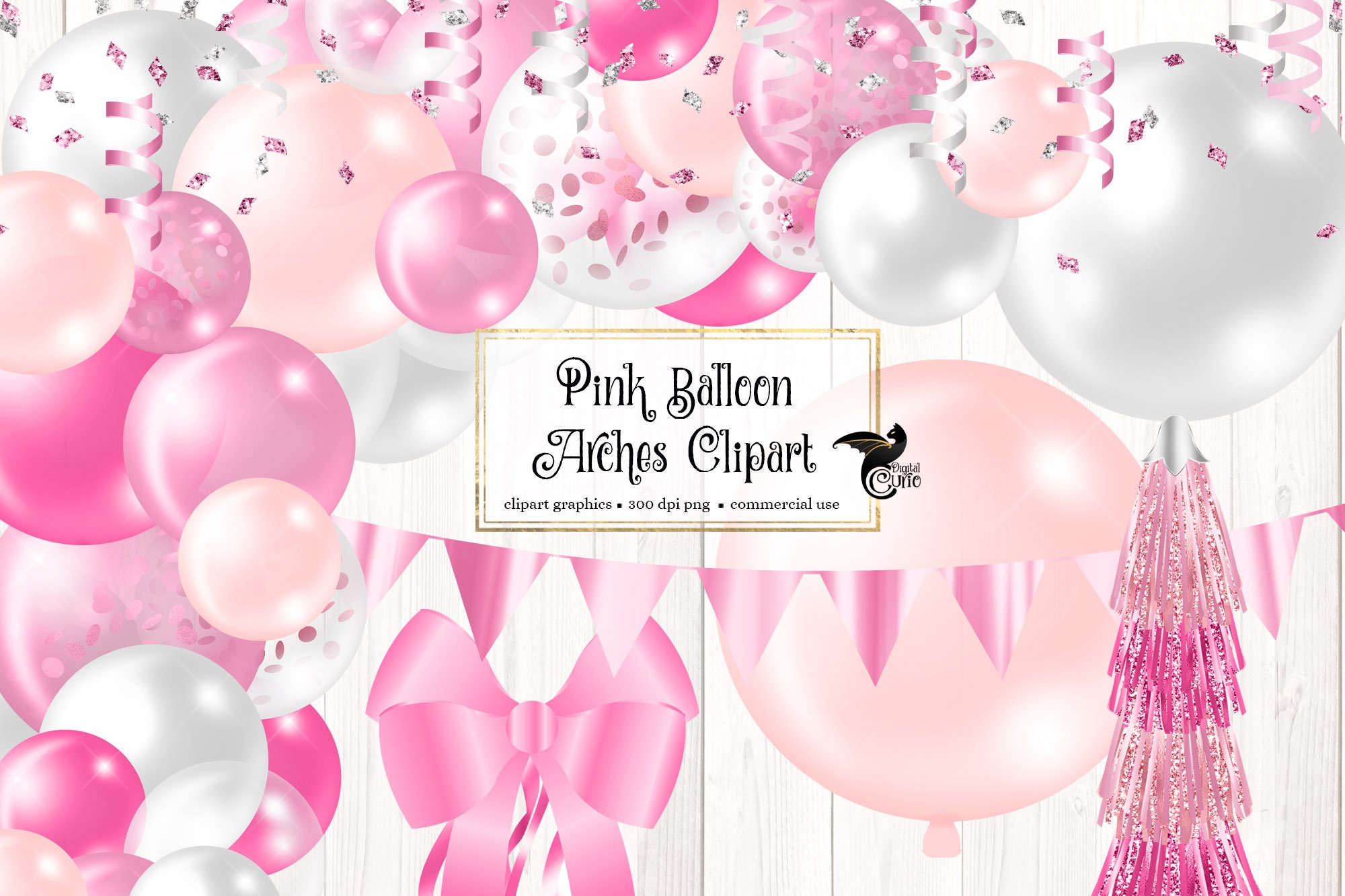 Pink Balloon Arch Clipart Glam Balloon Png Digital Overlays | Etsy UK