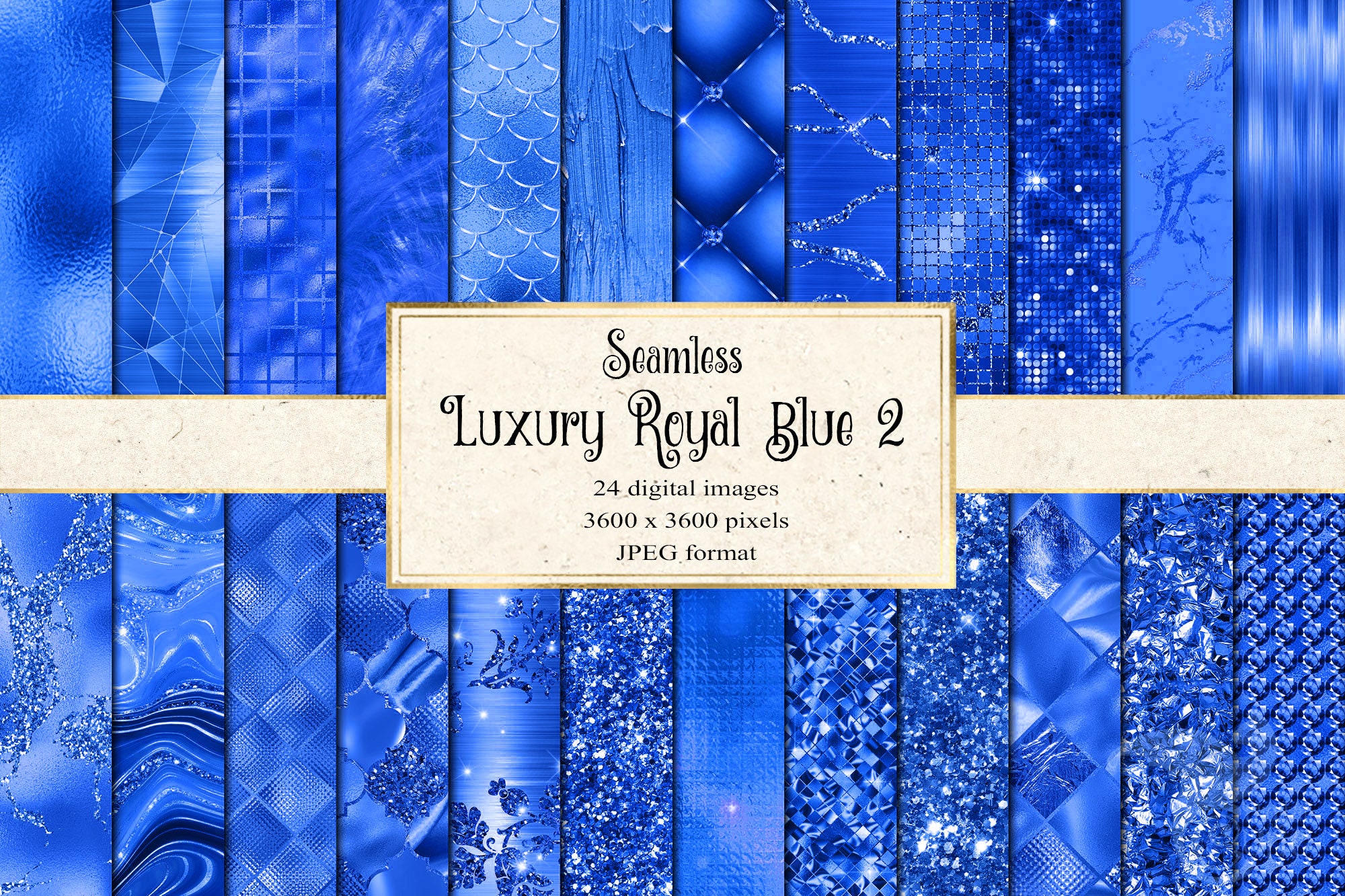 Royal Blue Digital Paper, Glitter Textures, Glam Scrapbook (digital ...