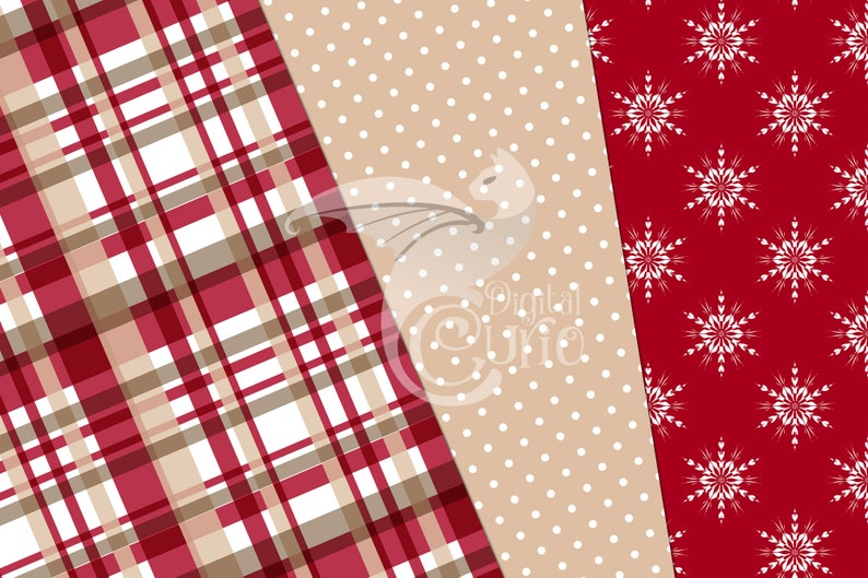 Country Christmas Digital Paper Seamless Holiday Patterns | Etsy