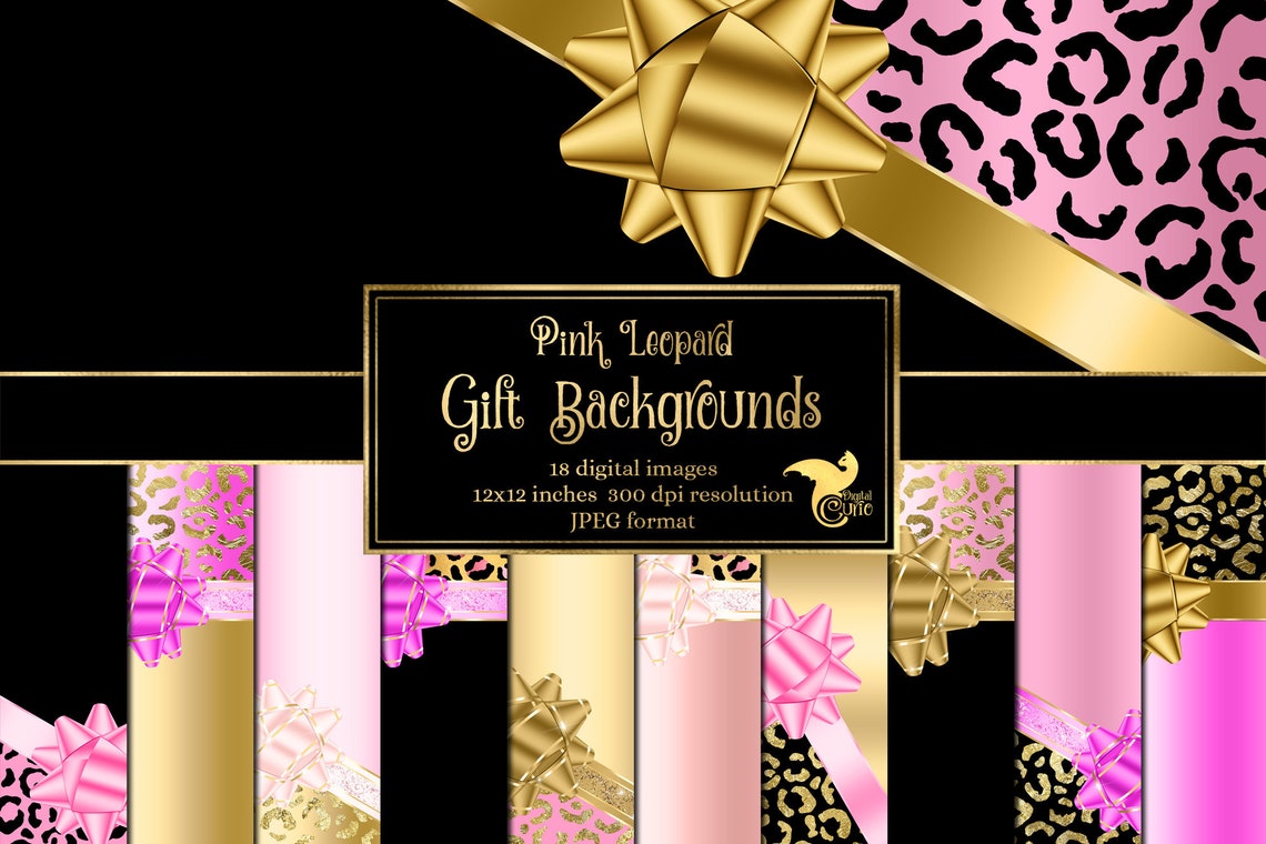 Pink Leopard Gift Backgrounds Digital Paper With Hot Pink - Etsy