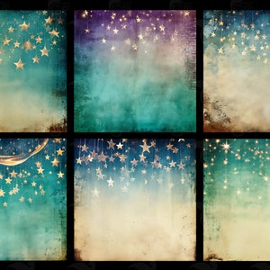 Gold Starry Night Grunge Digital Paper Pack (digital Download) - Etsy