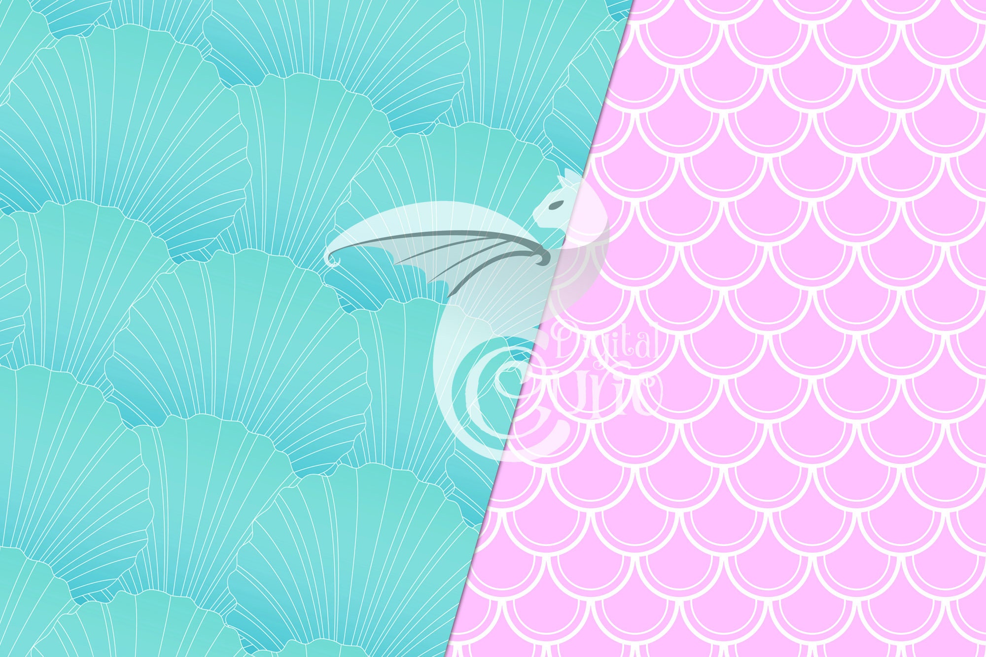Pastel Mermaid Digital Paper Seamless Background Patterns - Etsy
