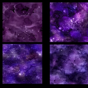 Purple Galaxy Digital Paper - Seamless Watercolor Textures With Gold ...