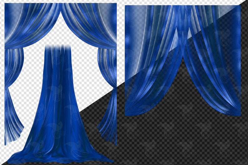 Royal Blue Shimmer Curtains Clipart, Stage Theater Drapes (digital ...