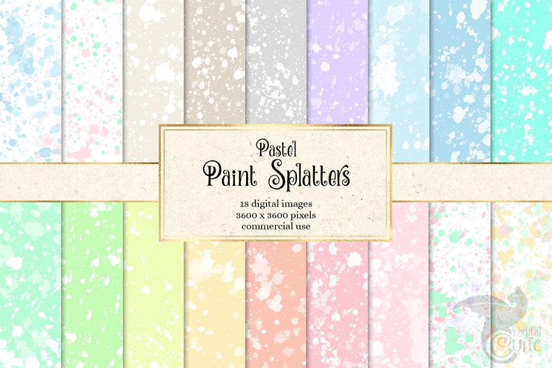 Pastel Paint Splatters Digital Paper Printable Scrapbook - Etsy