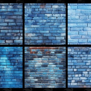 Blue Brick Textures Digital Paper, Seamless Rustic Brick Wall Digital ...