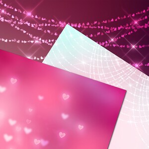 Pink Bokeh Digital Paper, Printable Backgrounds With Hearts and Fairy ...