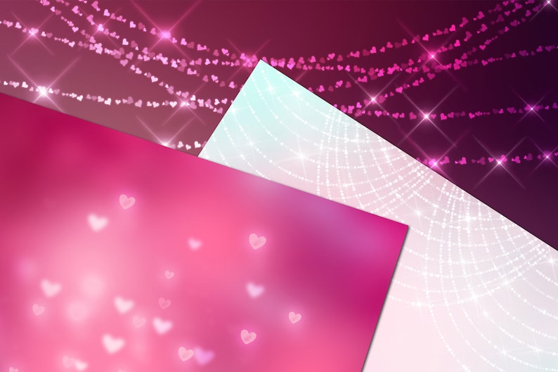 Pink Bokeh Digital Paper Printable Backgrounds With Hearts - Etsy