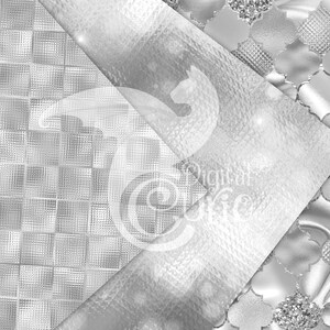 Luxury Silver Digital Paper 2, Seamless Silver Textures, Silver Glitter ...