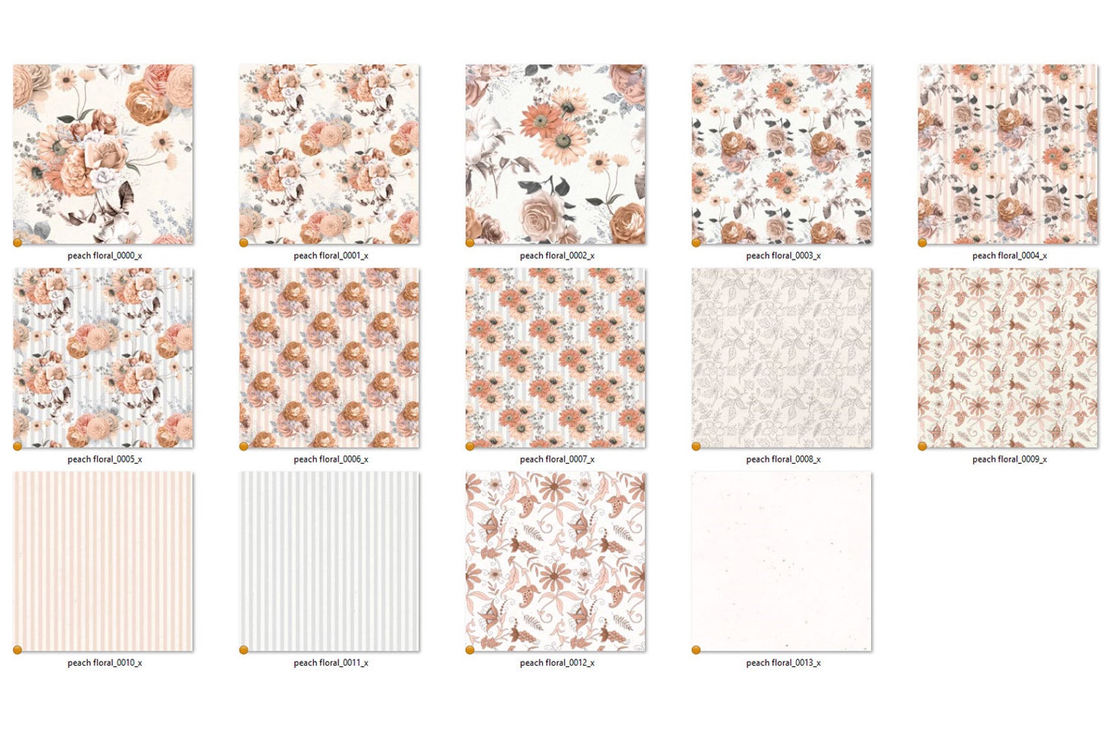 Peachy Floral Digital Paper Seamless Backgrounds With Peach - Etsy