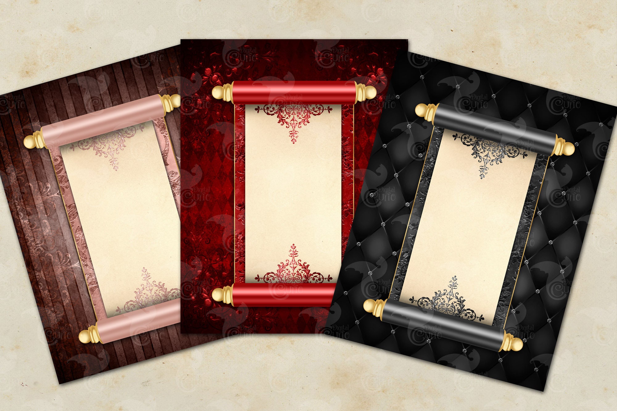 Ornate Scroll Backgrounds Printable Digital Paper Fantasy - Etsy