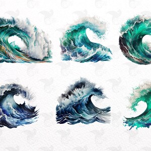 Watercolor Ocean Waves Clipart – Nautical PNG Set (digital Download) - Etsy