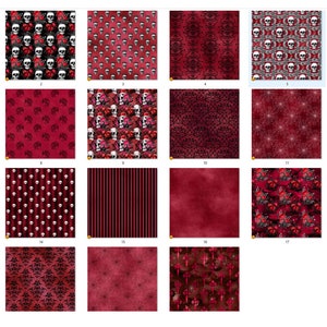 Seamless Red Gothic Digital Paper, Skull Damask Halloween Scrapbook ...