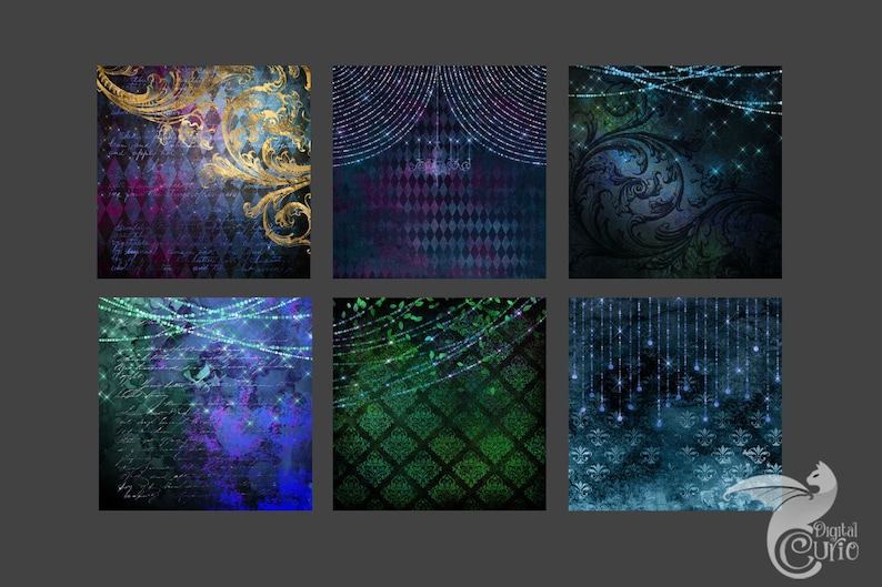 Peacock Enchantment Digital Paper, Fairy Lights Backgrounds (digital ...