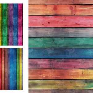 Rainbow Wood Textures Digital Paper, Seamless Rustic Wood Digital Paper ...