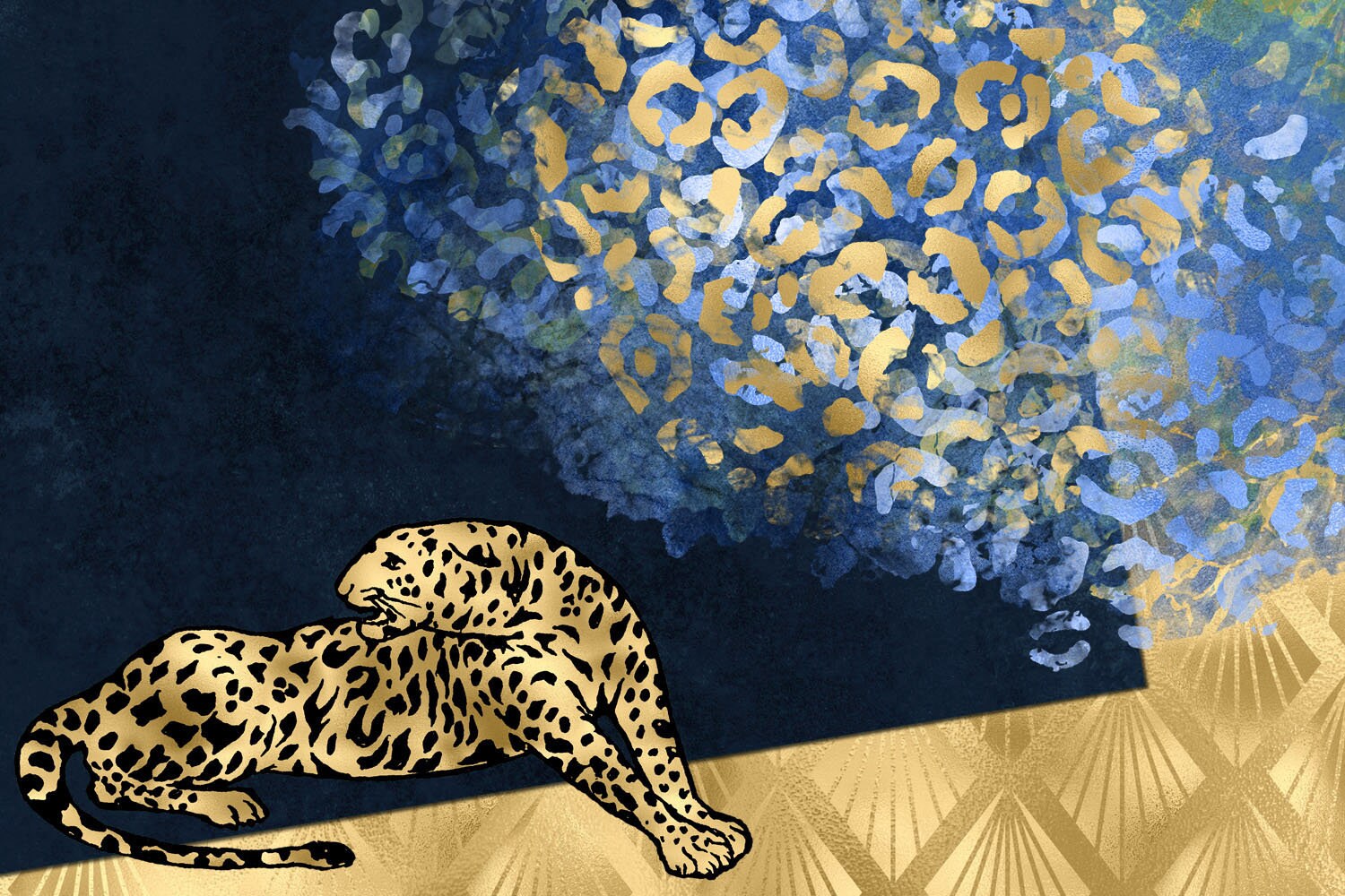 Blue and Gold Leopard Digital Paper Seamless Leopard Spot - Etsy
