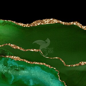 Green and Gold Agate Watercolor Textures, Printable Geode Digital ...