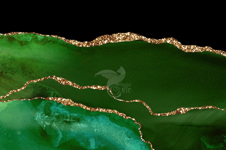 Green Gold Agate Watercolor Textures, Geode Digital Paper (digital ...