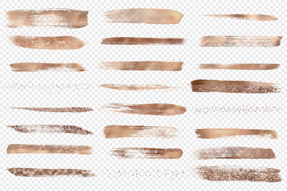 Rose Gold Paint Strokes Clipart with rose gold glitter and | Etsy