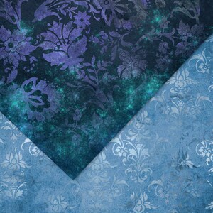 Blue Distressed Damask Digital Paper Rustic Vintage Textured - Etsy