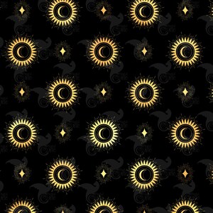 Celestial Gold Mystic Digital Paper, Occult Symbols (seamless, Instant ...