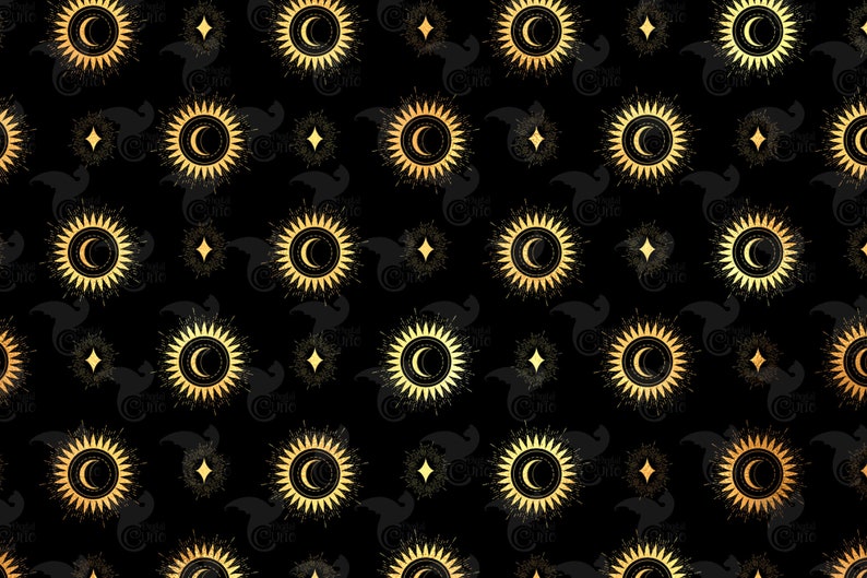 Celestial Gold Mystic Digital Paper Seamless Patterns With - Etsy
