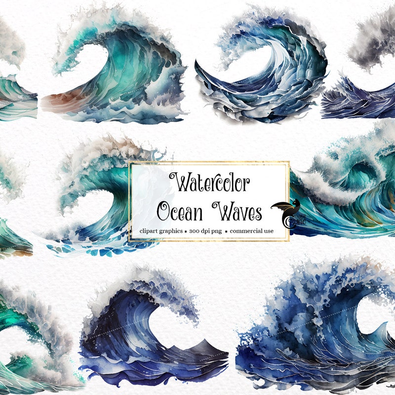 Watercolor Wave - Etsy