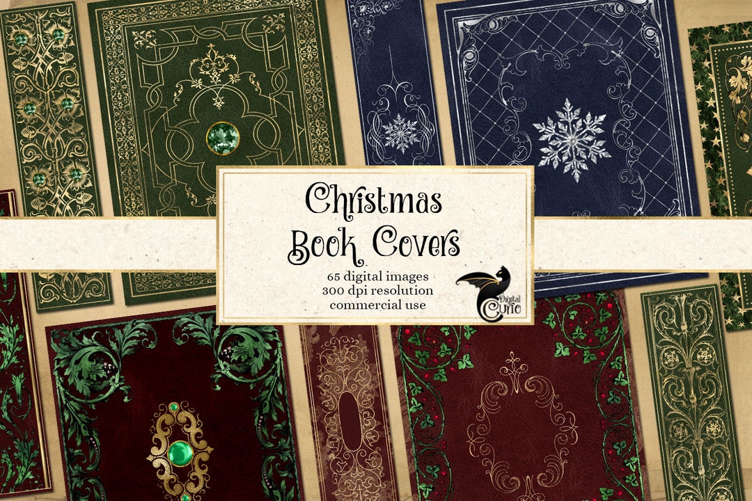Christmas Book Covers Digital Kit, Antique Style Clipart (8.5x11 ...
