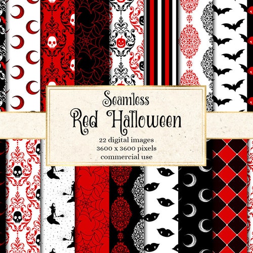 Peach and Black Halloween Digital Paper Seamless Witch and - Etsy
