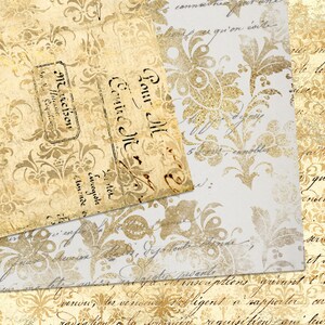 Gold Ephemera Digital Paper, Instant Download Vintage Scrapbook Paper ...