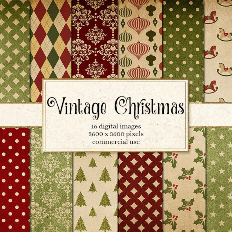 Christmas Digital Paper - Etsy