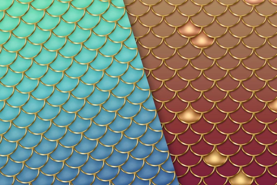 Gold Mermaid Scales Digital Paper Princess Mermaid - Etsy